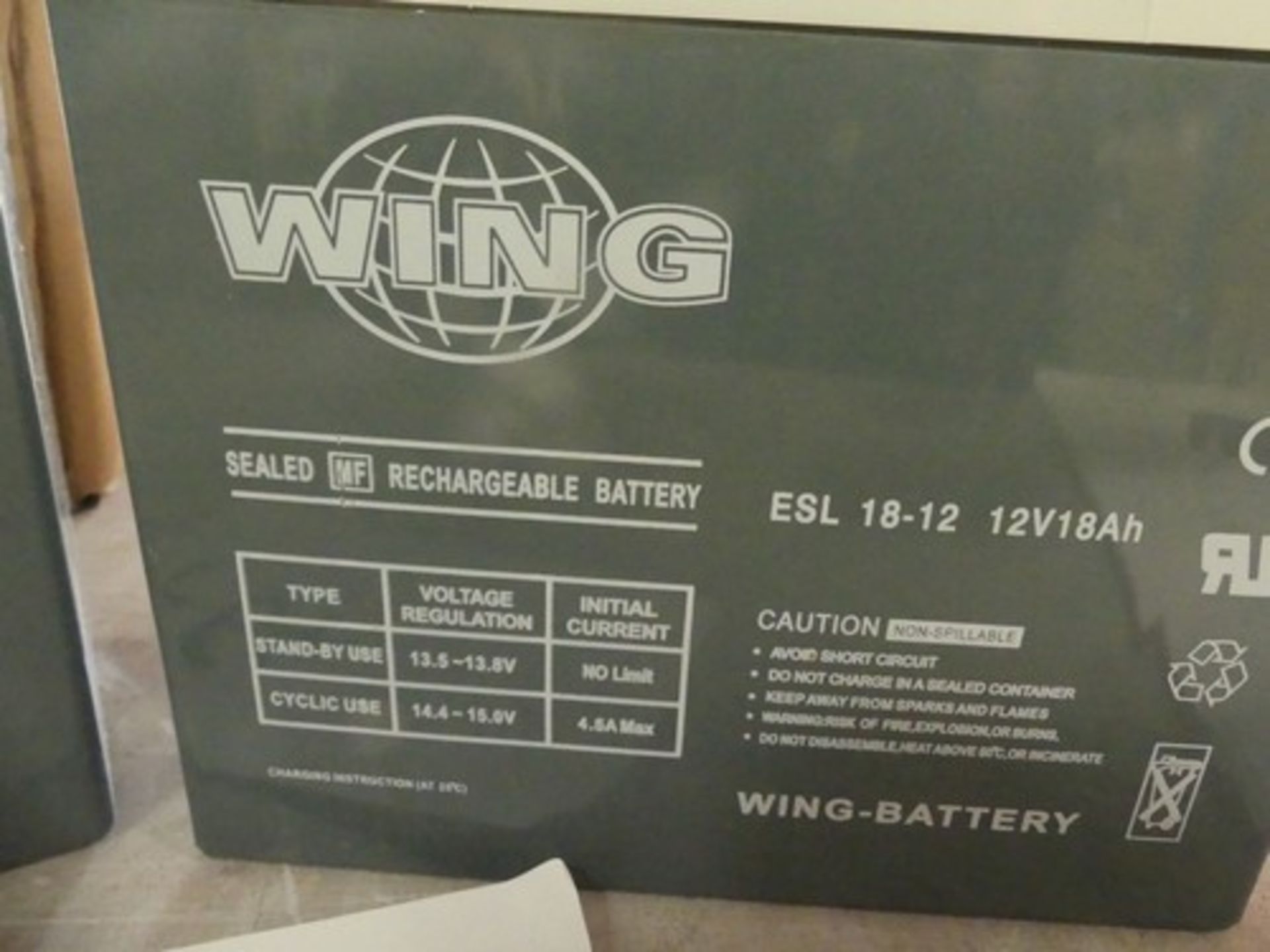 2 x Wing ESL 18-12, 12v, 18ah batteries - new (SW14B)F64