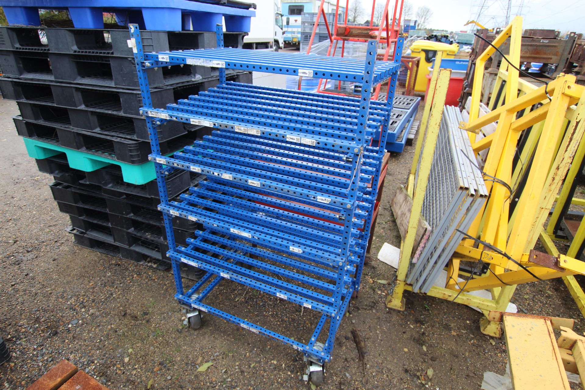 Tool trolley and wheeled rack.