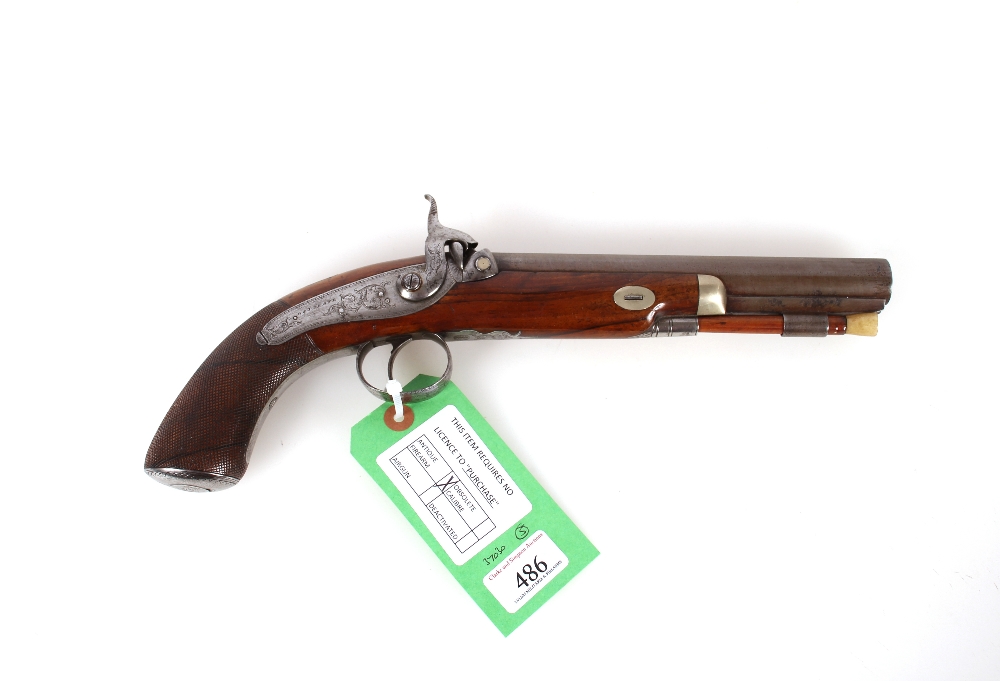 A very fine percussion pistol by G & J Deane, London bridge, 8" barrel ...