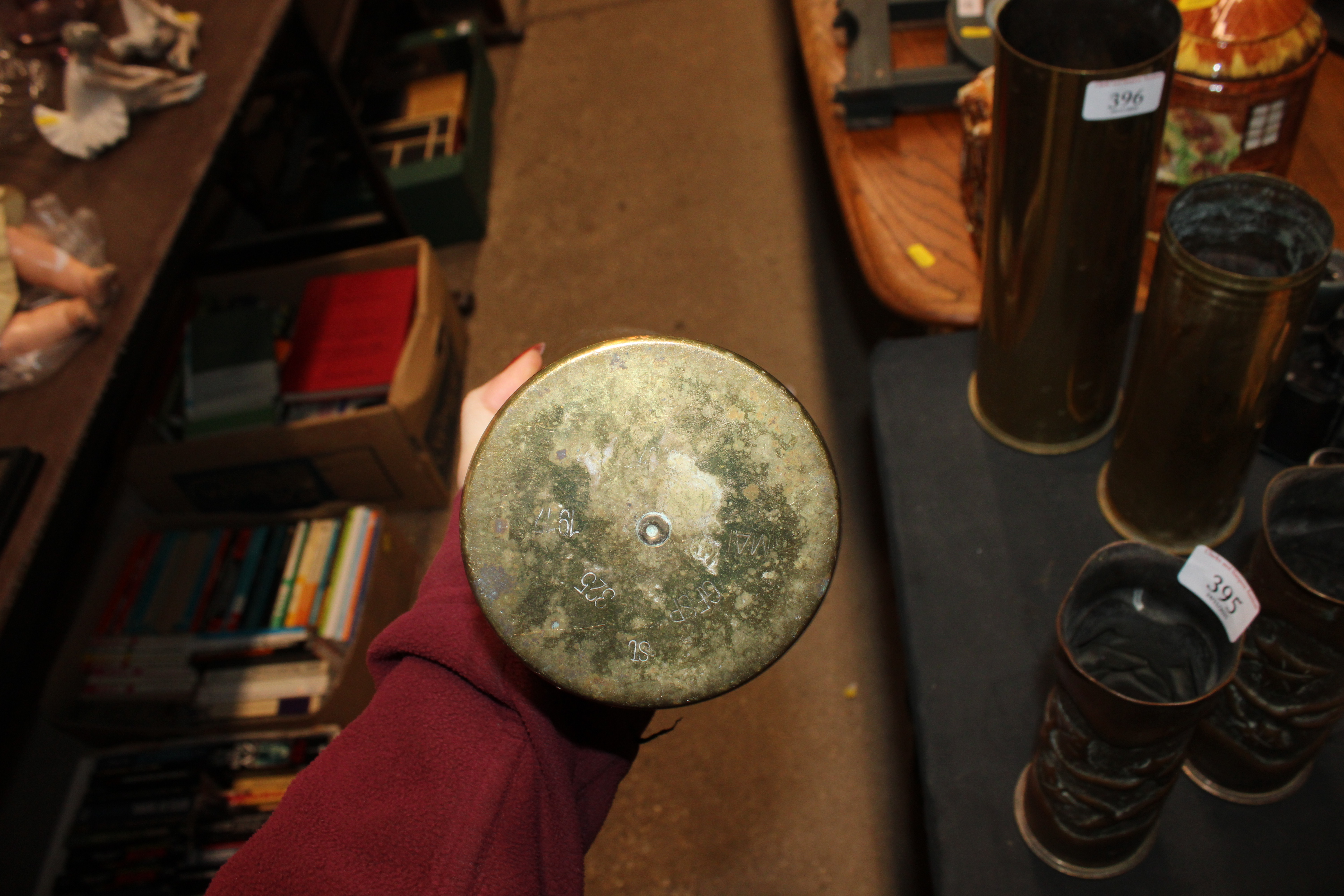Three WWI brass shell cases