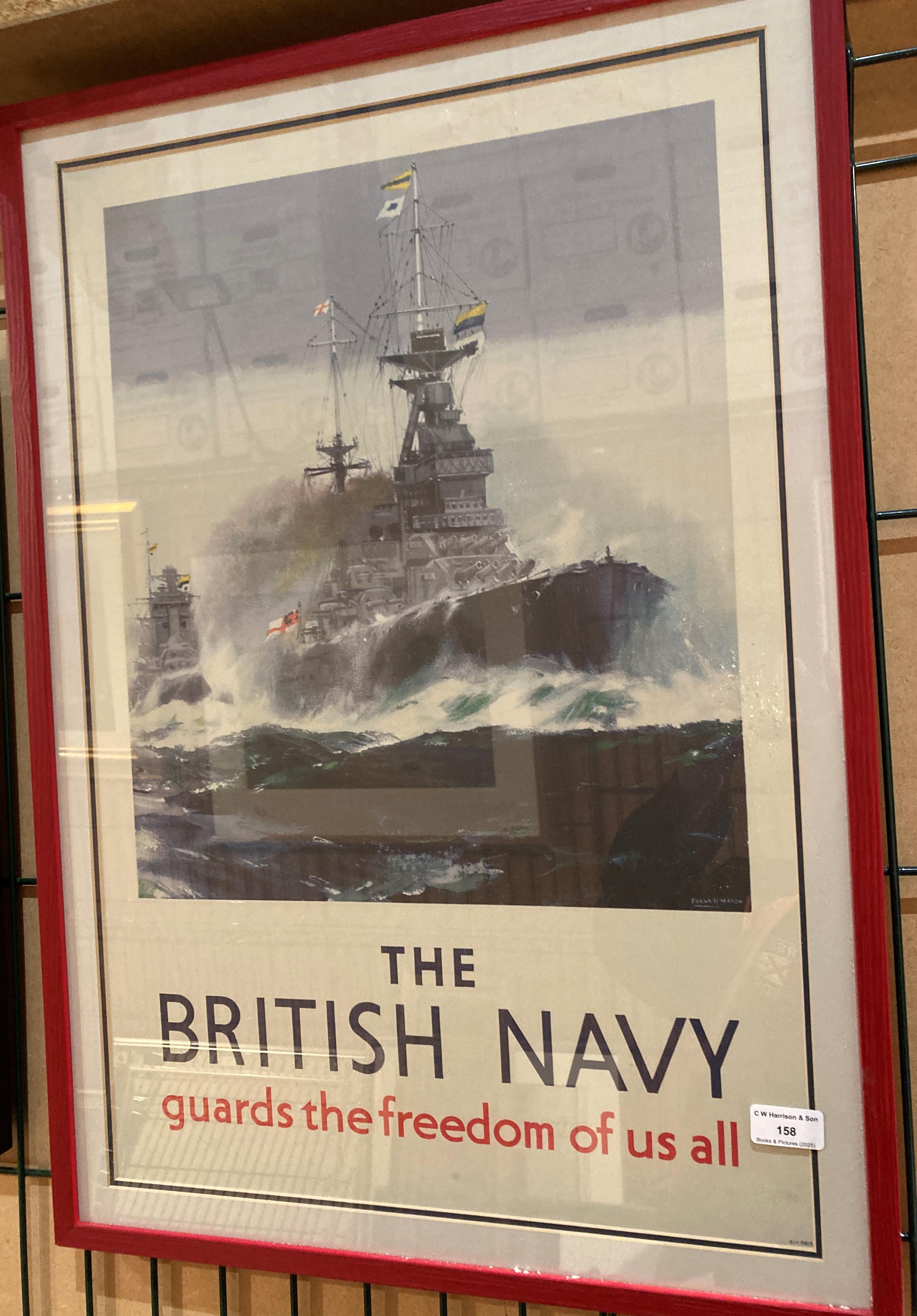 Reproduction framed poster print 'The British Navy Guards the Freedom ...