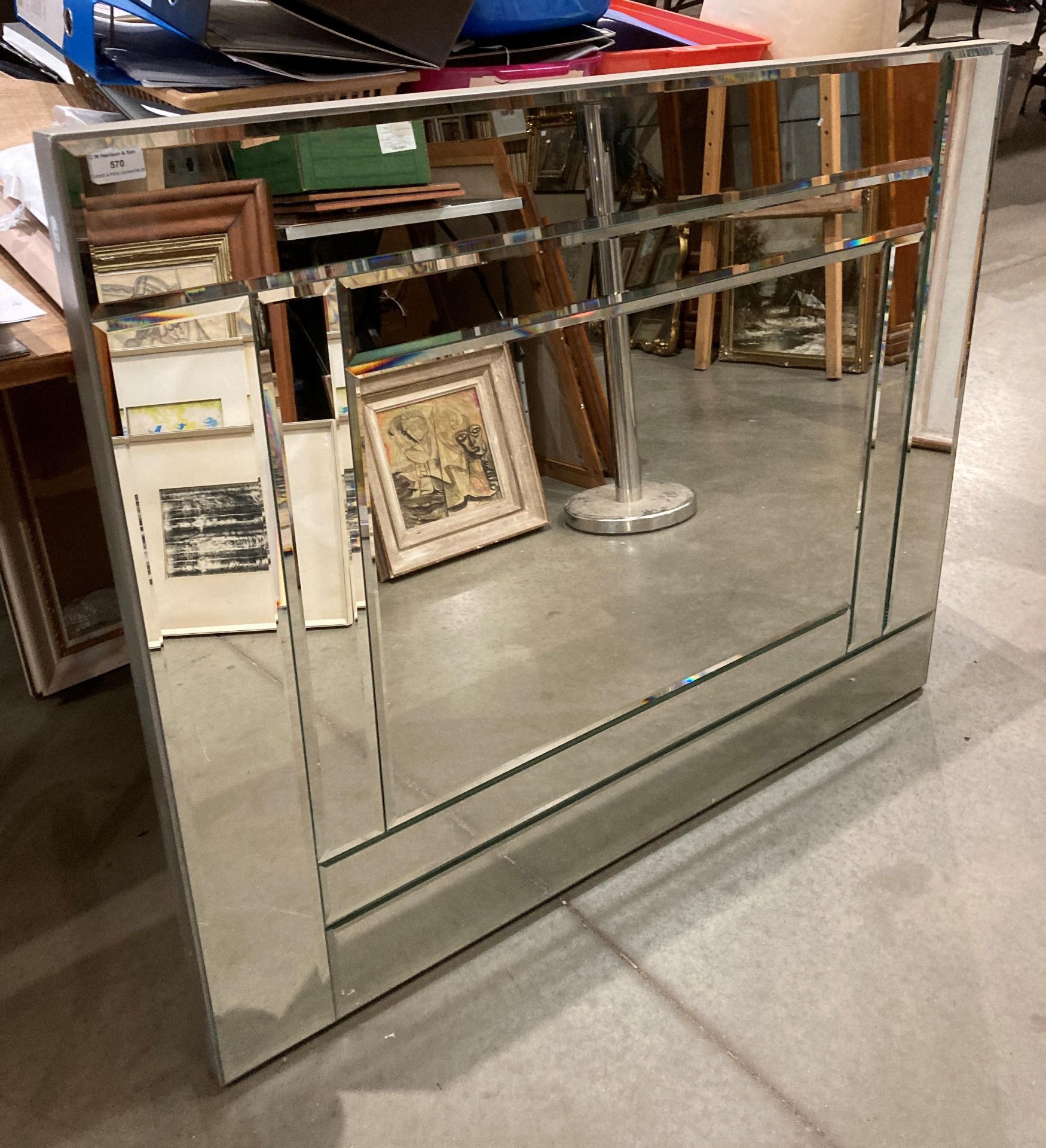 Large bevel edged wall mirror, 92cm x 117cm (CWH Ref: S3 Ent)