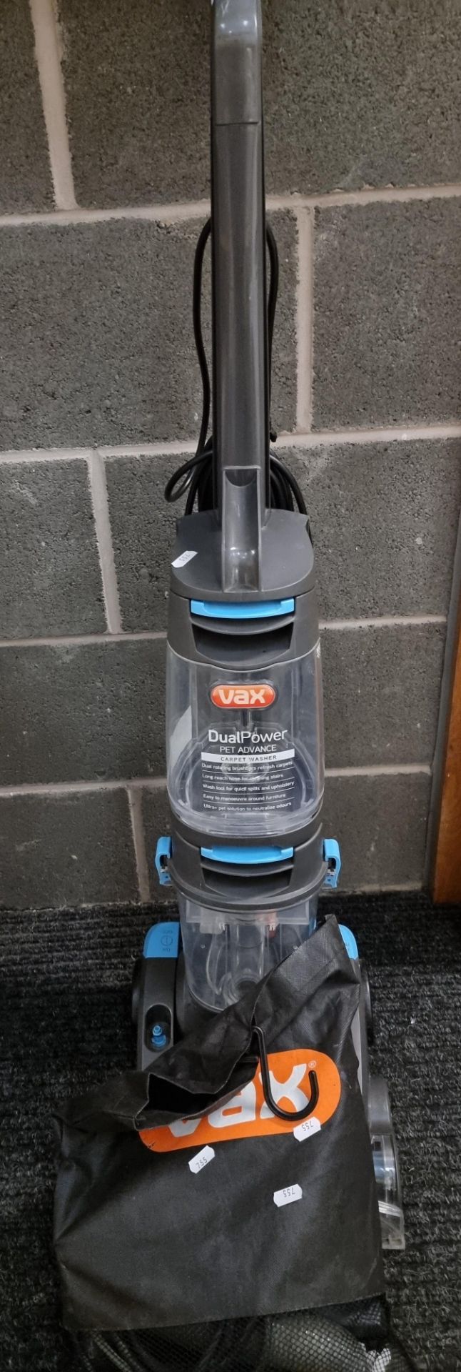 VAX dual power pet advance upright carpet washer complete with bag of ...