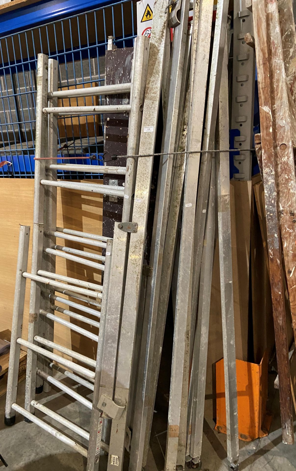 Small aluminium scaffold tower comprising of 6 uprights, and 10 beams ...