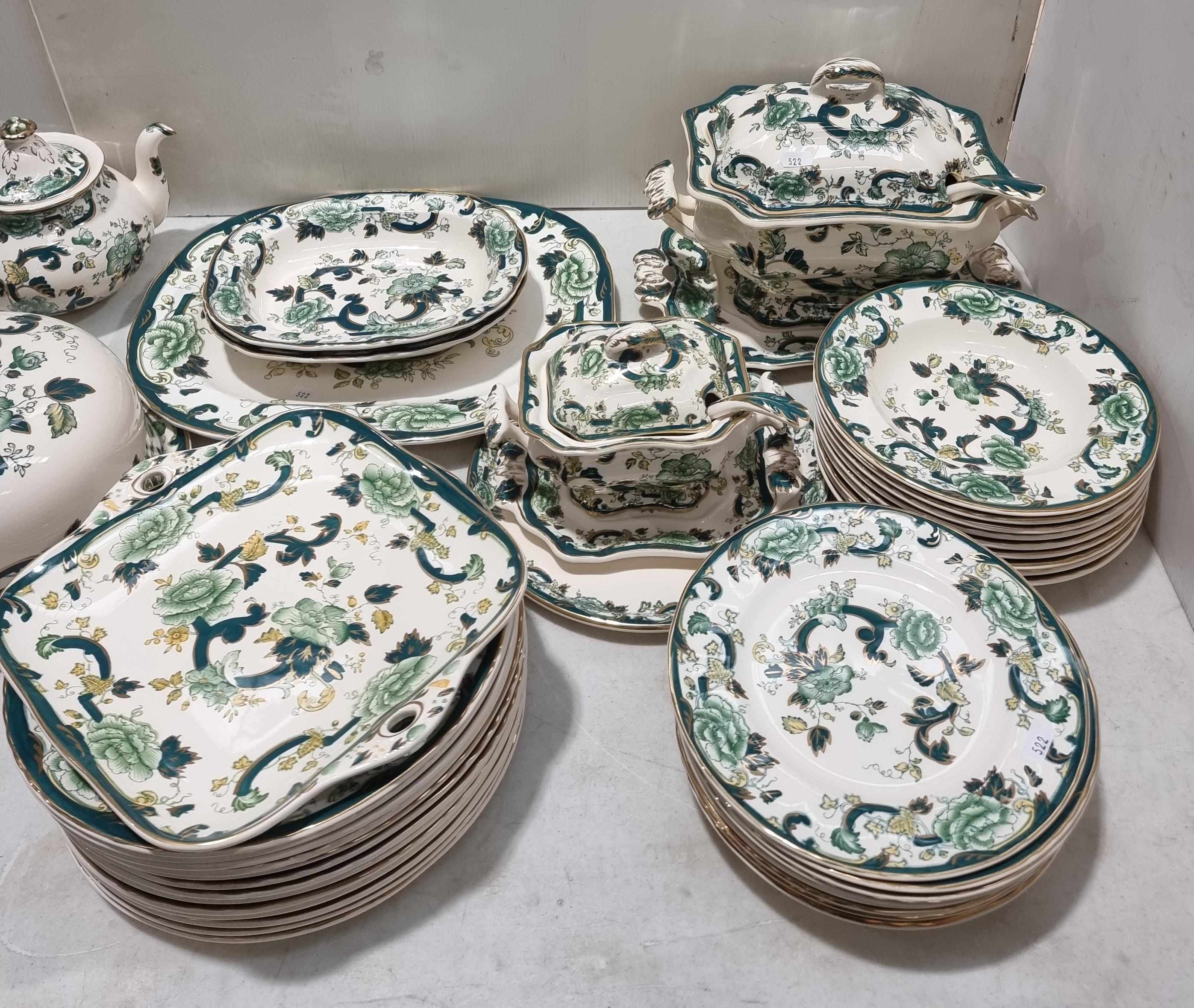 Eighty pieces of Masons green Chartreuse dinner service including four ...