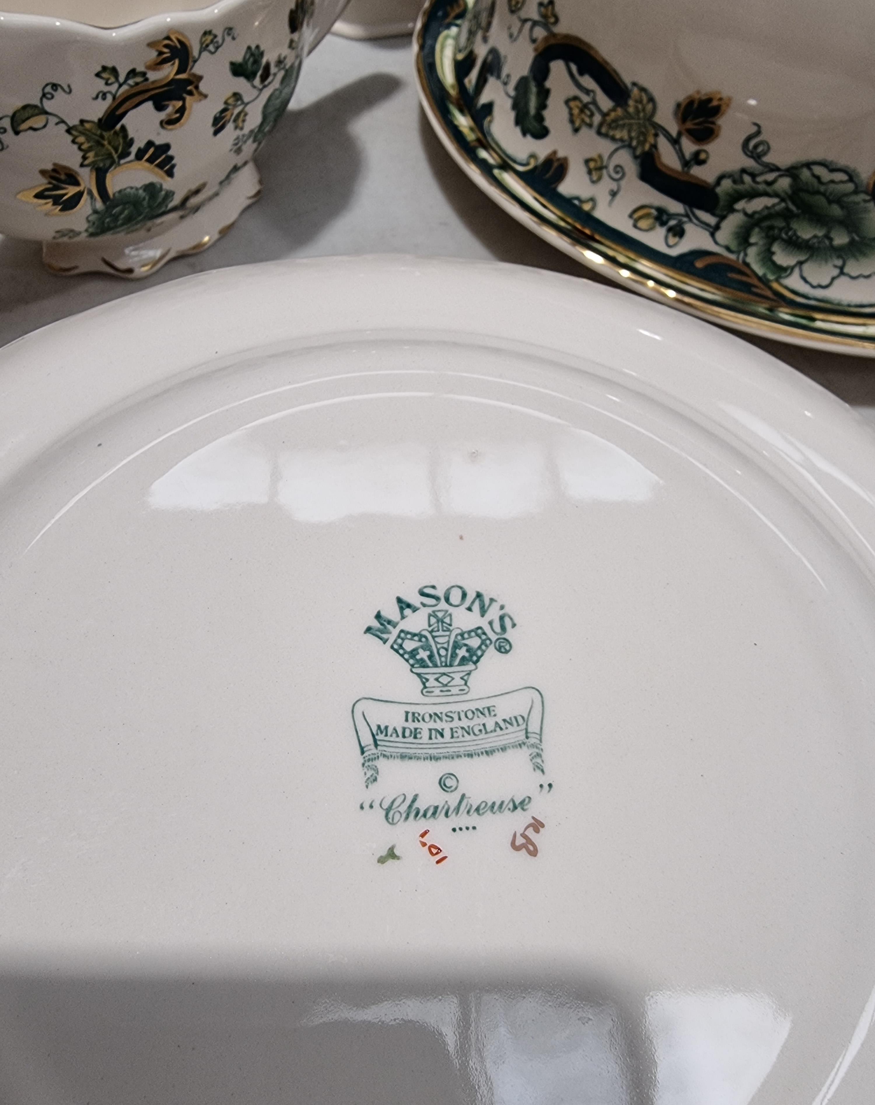 Eighty pieces of Masons green Chartreuse dinner service including four ...