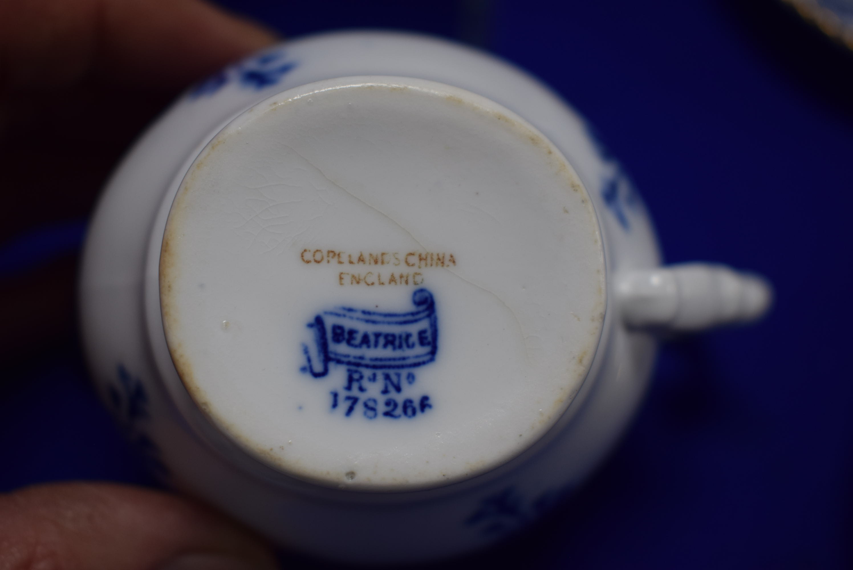 Copeland Beatrice Pattern Blue & White Tea Set with Gilded Rims