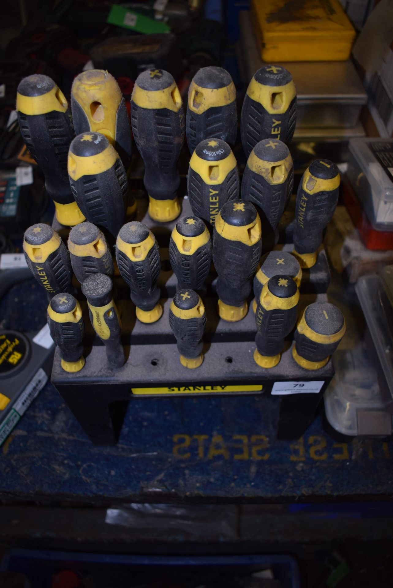 *Stanley Tool Rack Containing Assorted Screwdrivers and Torques