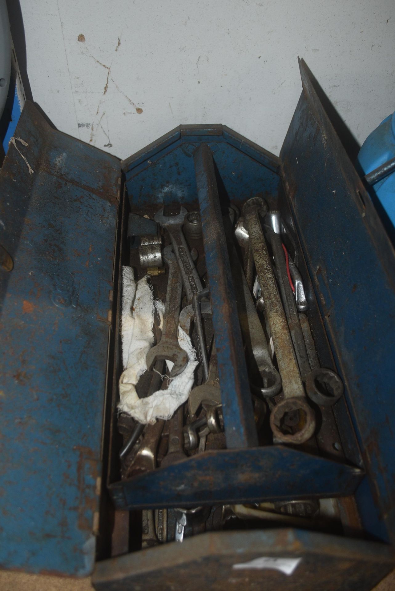 Metal Toolbox Containing Assorted Spanners