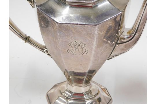 A silver plated three piece tea and coffee service, by Reid & Barton ...