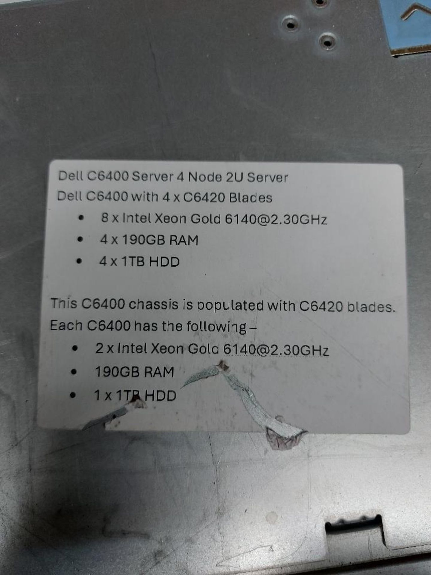Dell C6400 4 Node 2U Server complete with (4) C6420 bladesSpecification ...
