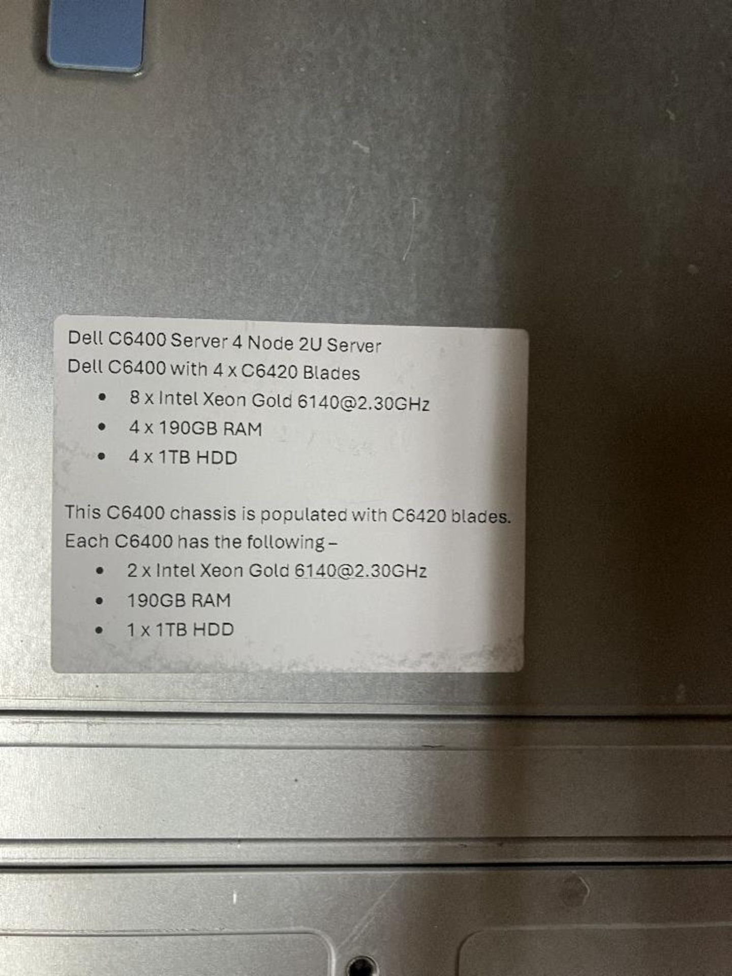 Dell C6400 4 Node 2U Server complete with (4) C6420 bladesSpecification ...
