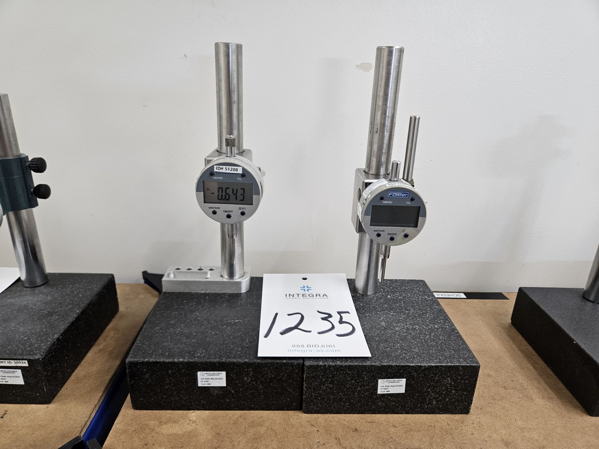 (2) 6" x 6" x 2" Granite Based Indicator Stands w/ Fowler Digital ...