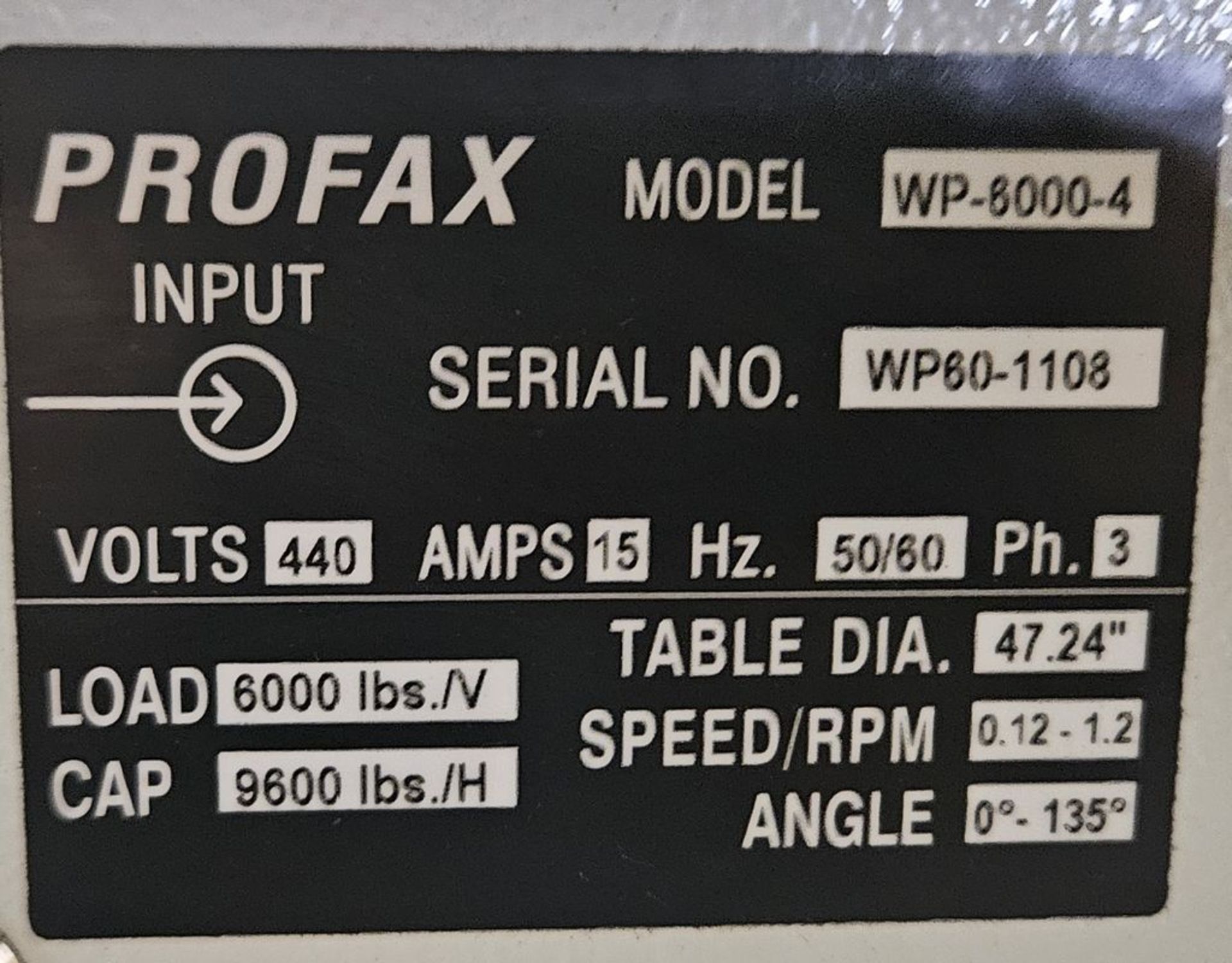 Profax WP-6000-4 6,000-Lb Welding Positioner, S/N WP60-1108 (2023 ...
