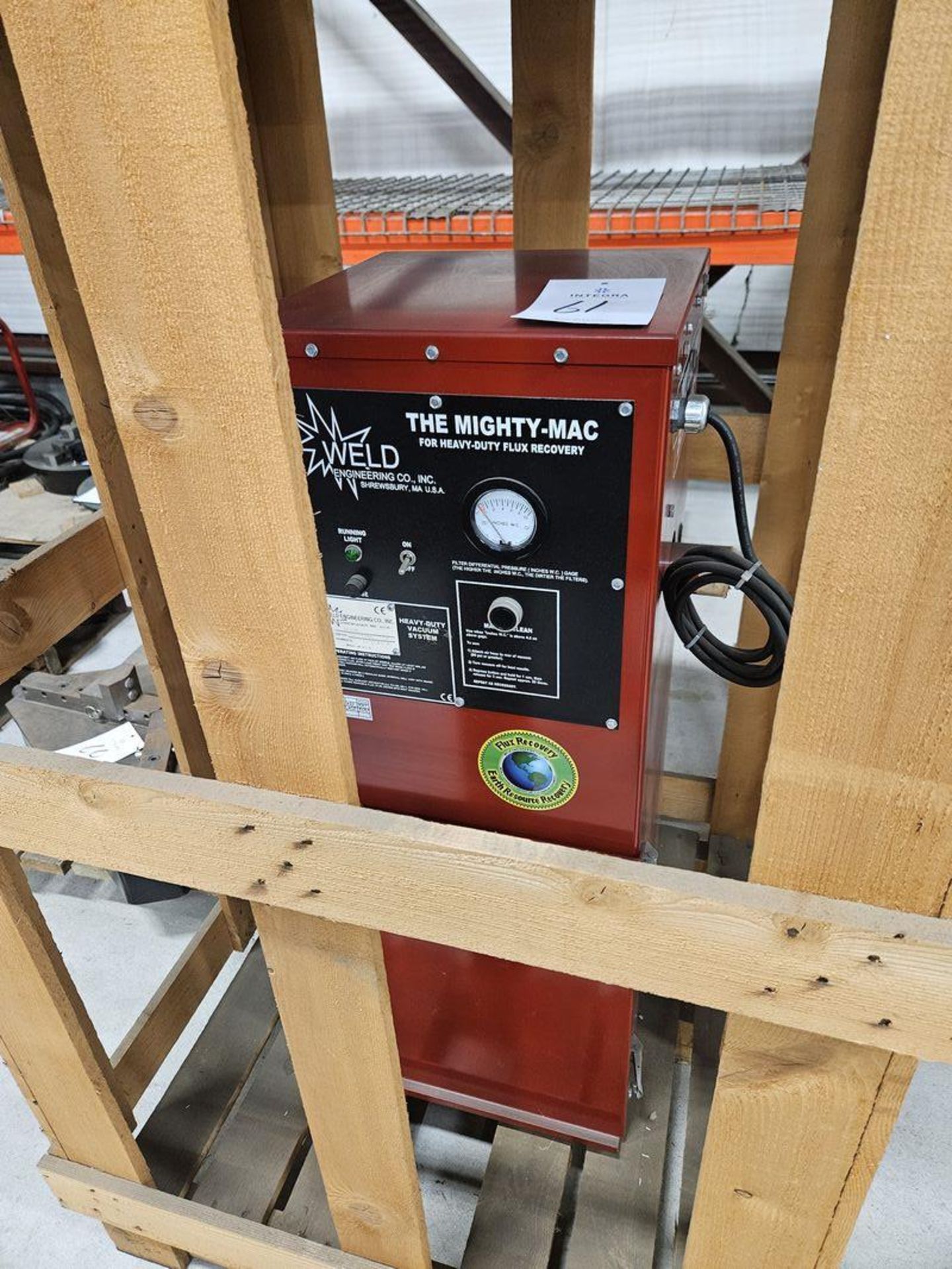 Weld Engineering Mighty-Mac DC-30 Flux Recovery System, S/N 119548 W ...