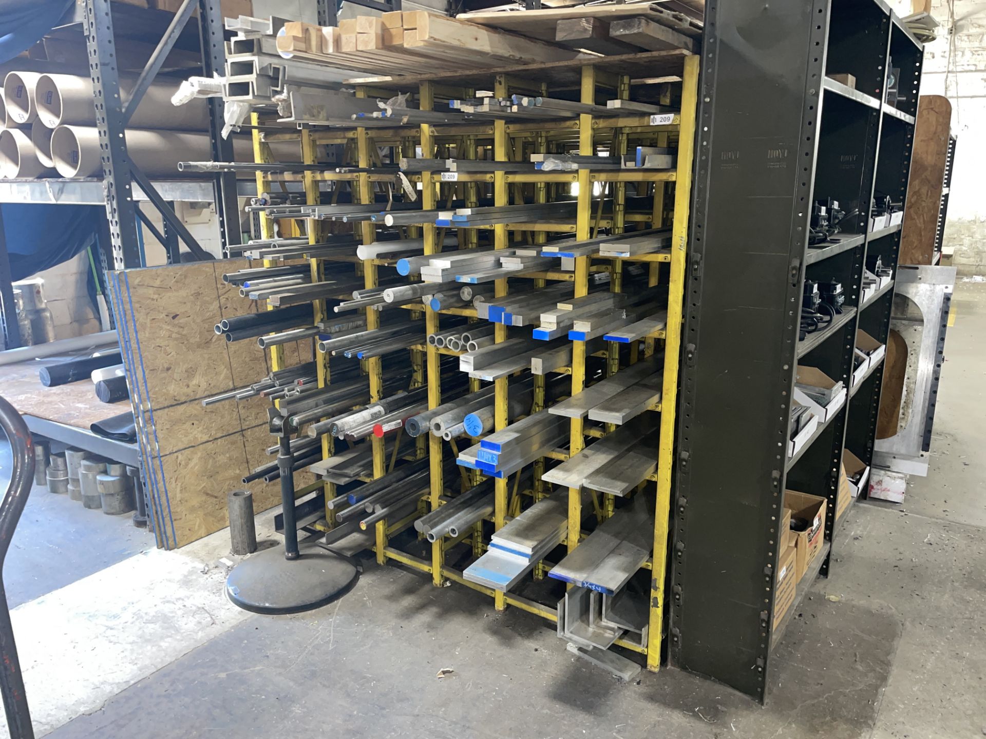 Metal Stock Storage Rack including Contents of Bar, Plate, Tube and Rods