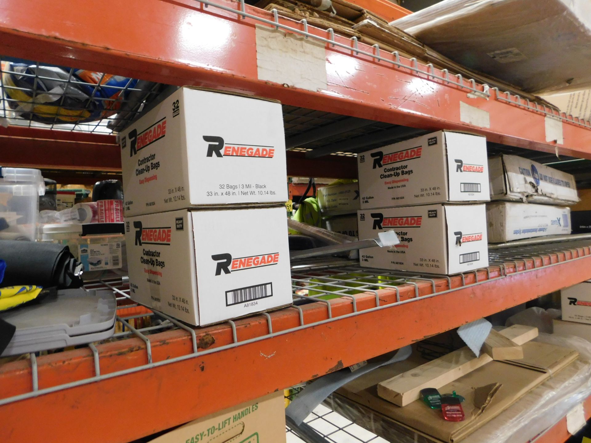Contents of Three Shelves of Pallet Racking, Contractor Bags, PPE, Tape ...