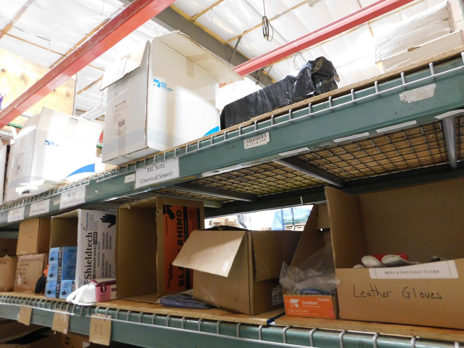 Contents of One Section of Pallet Racking, PPE, Boot Covers, Suits ...