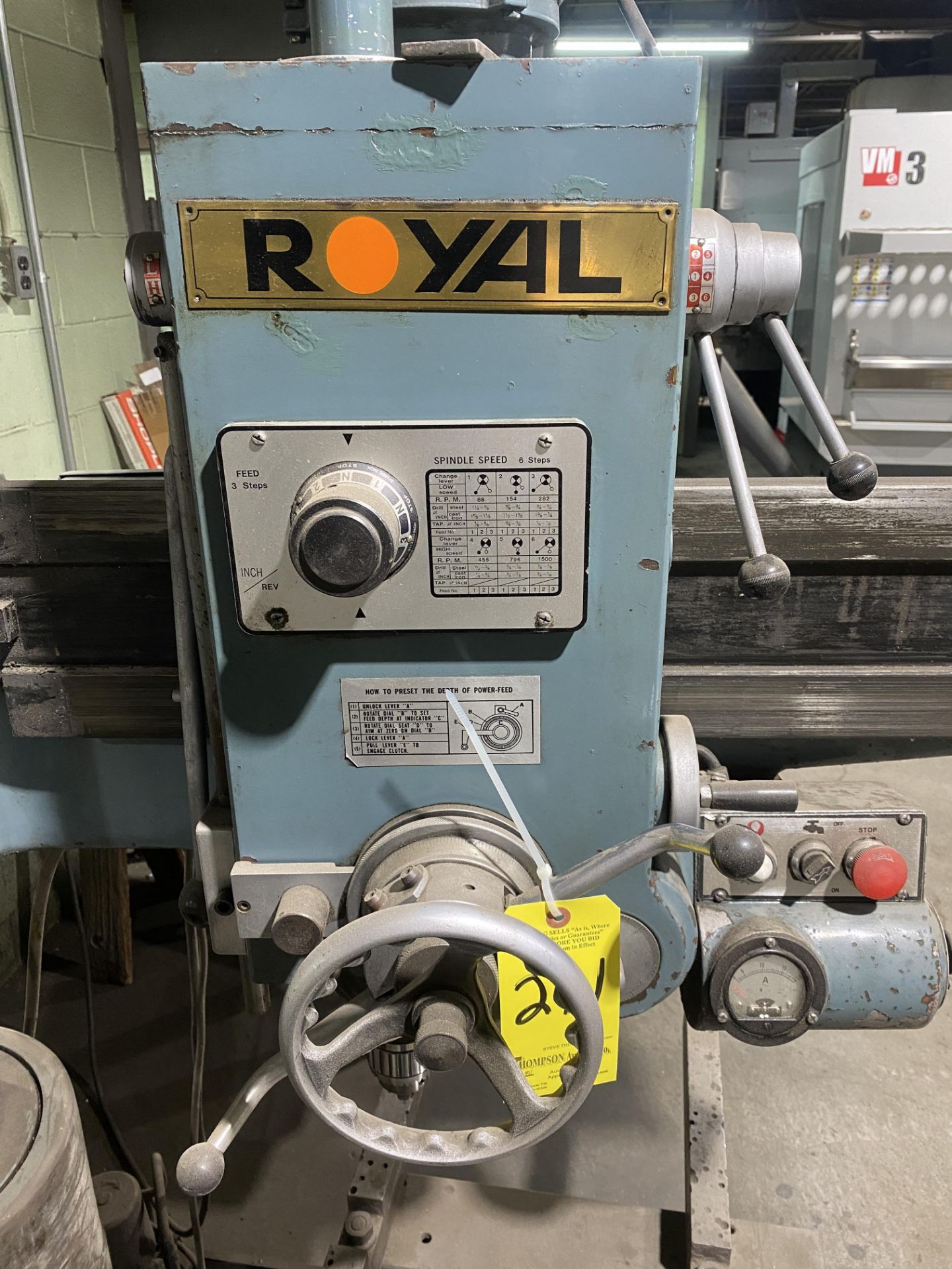 Royal/Victor Model 832 Radial Arm Drill Press, s/n 10799, 8.25" Column ...
