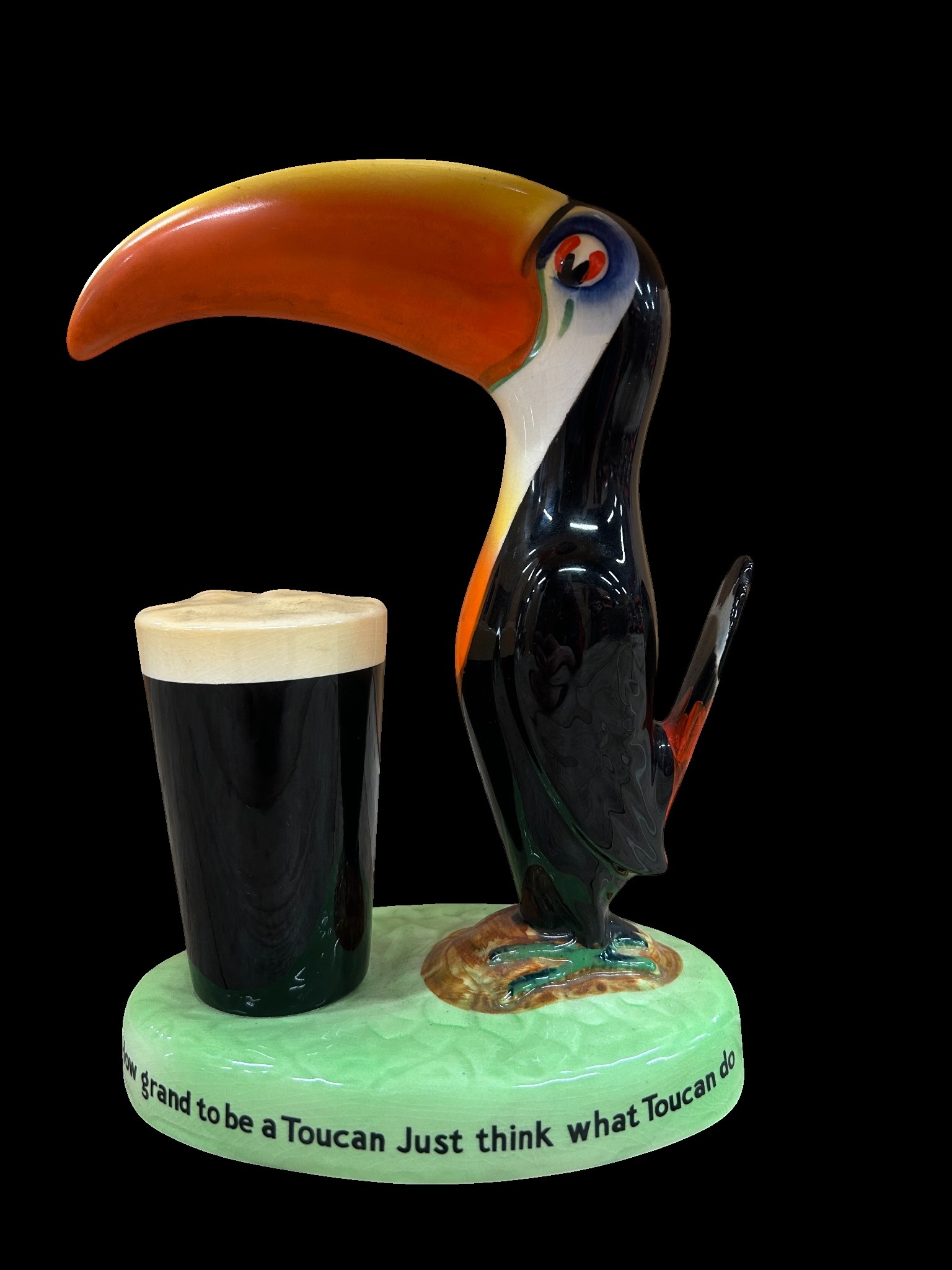 Guinness Carlton Ware ceramic table lamp, as a toucan and pint of ...