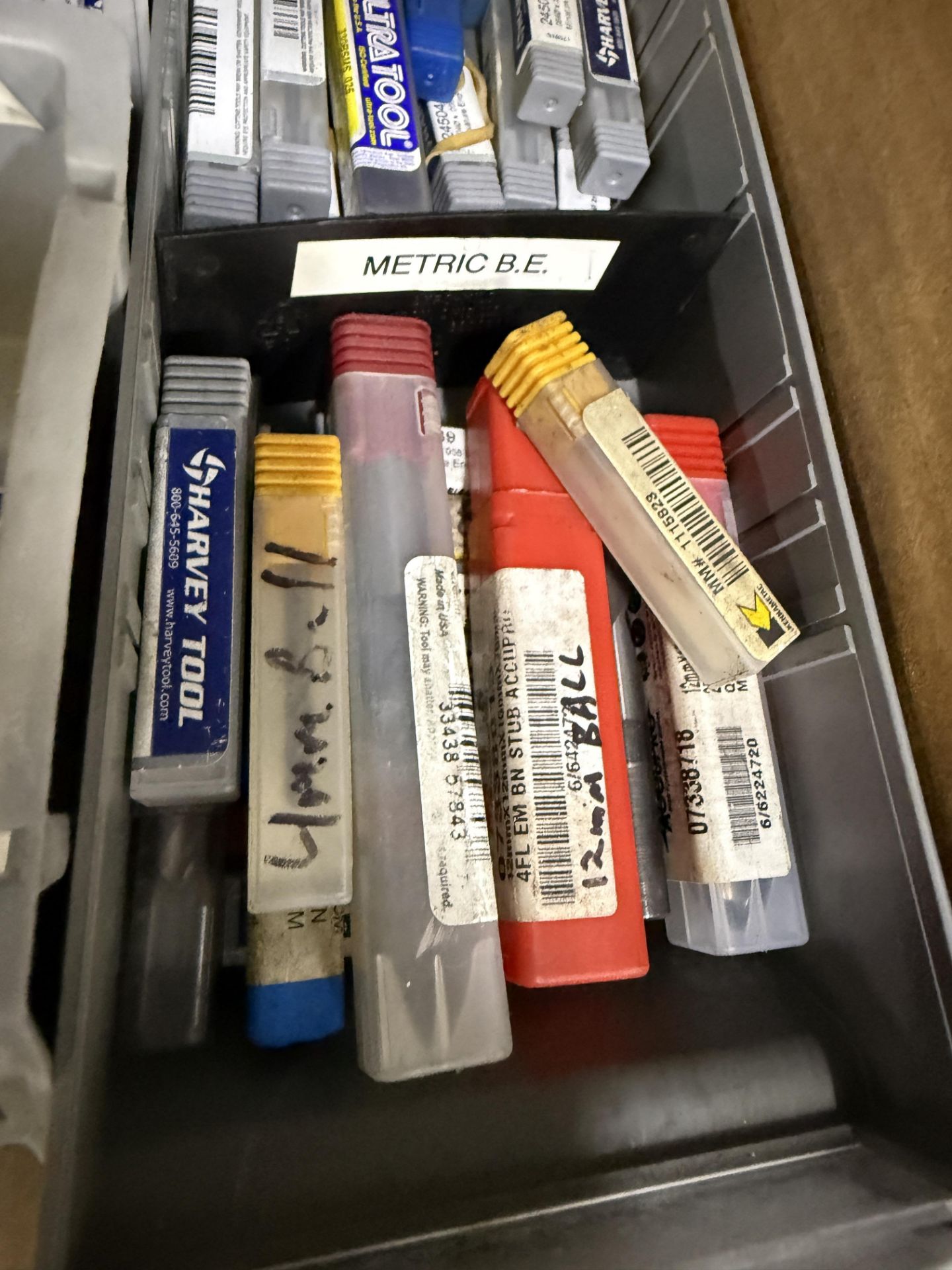 Box of Various Mostly New End Mills, Ball Mills & Reamers