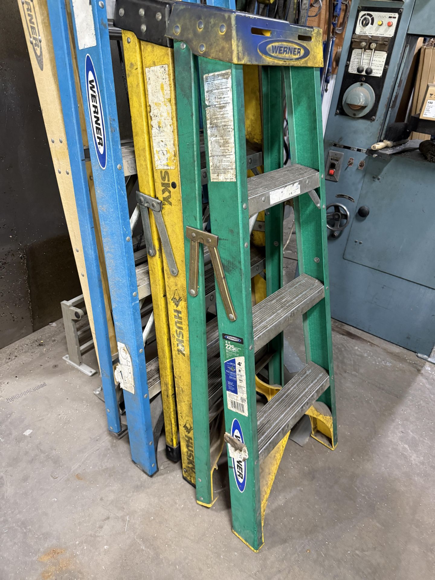 4 Shop Ladders (2) 4 Foot Husky & Werner, (1) 8' Werner & Werner, 20 ...