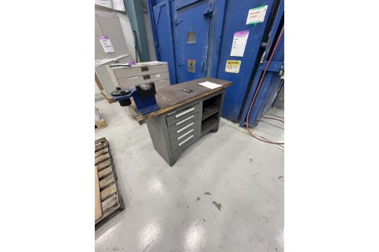 5 Drawer Kennedy Wood Top Workbench With a CAT 50 Tool Setter