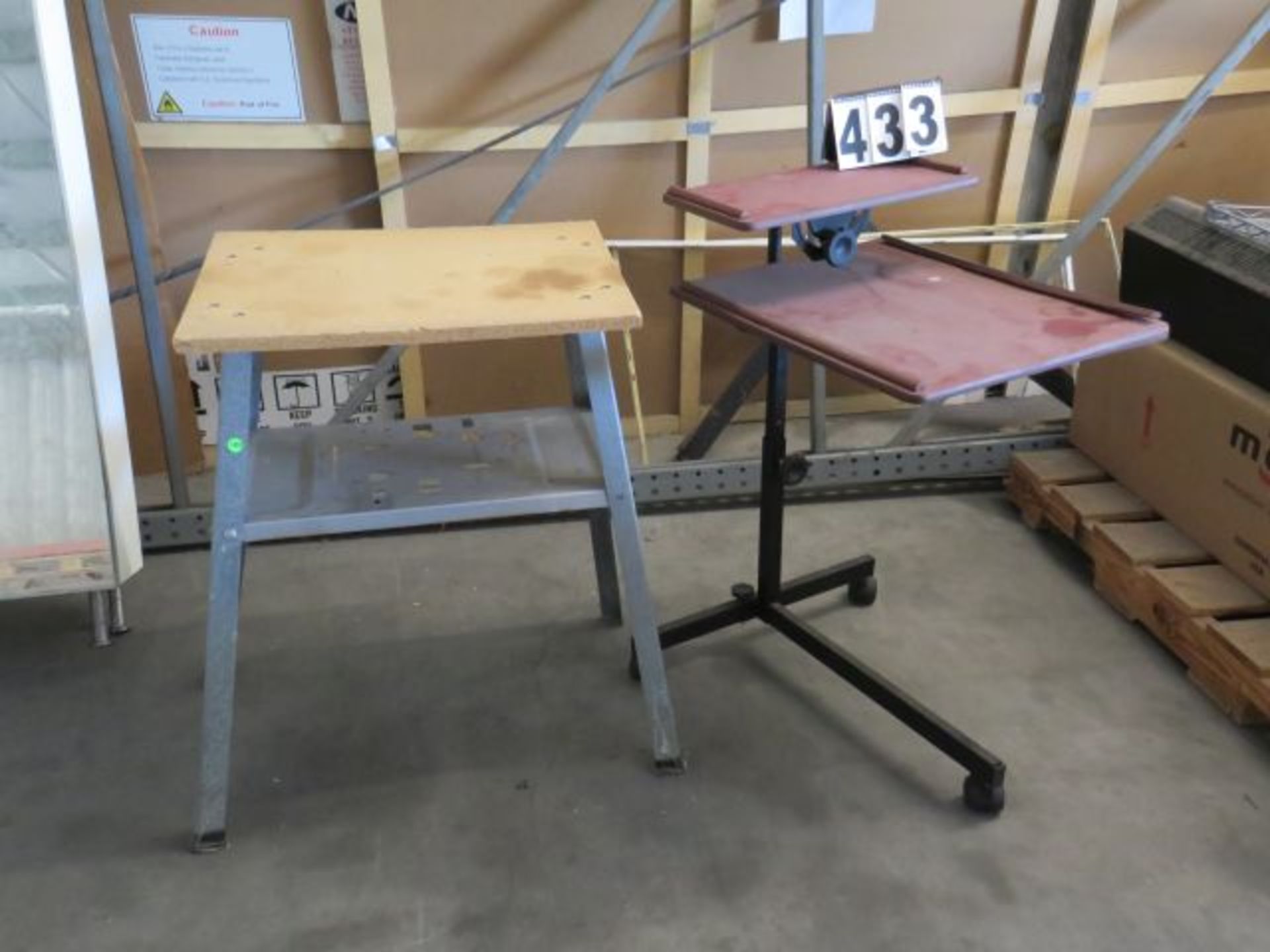small work table and office table (located in warehouse South wall)