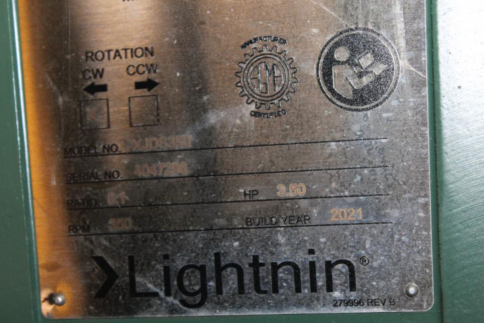 Lot of 2 2021 Lightnin SPX Flow Agitators Model: XJDS350, 3.50 Hp ...