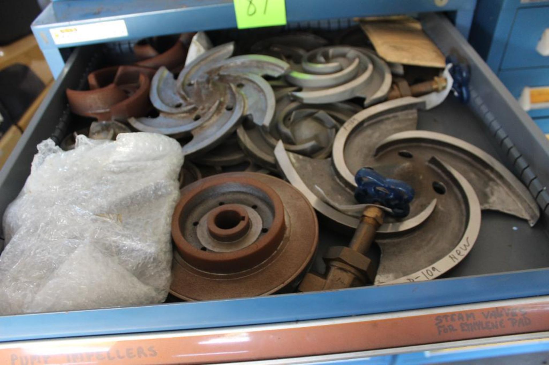 Stanley Vidmar 9-Drawer Cabinet with Contents- Pump Impellers, Ethylene ...