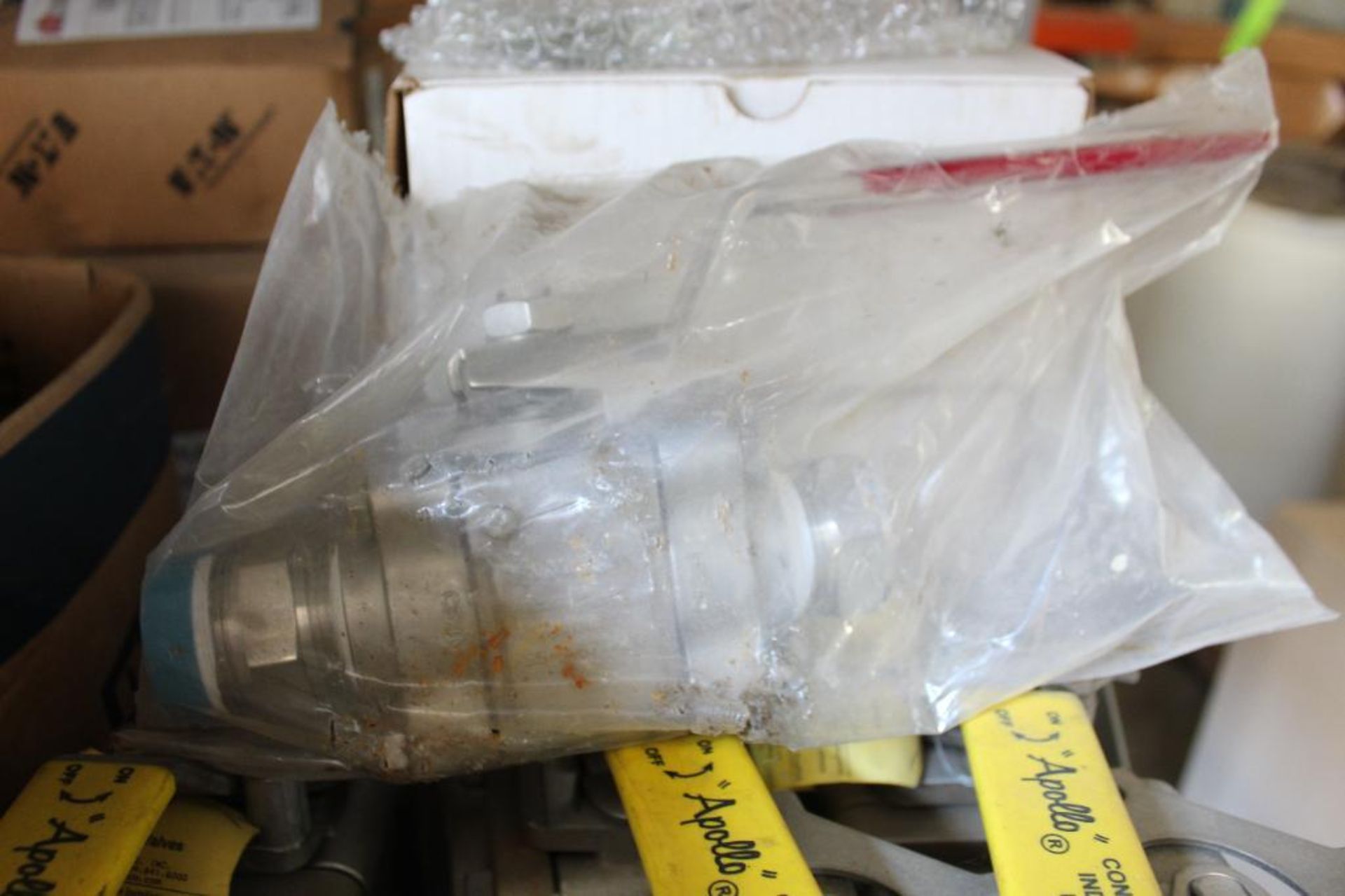 2 Shelves with Contents- Tubes of Grease, Valves, Sprockets and Hardware