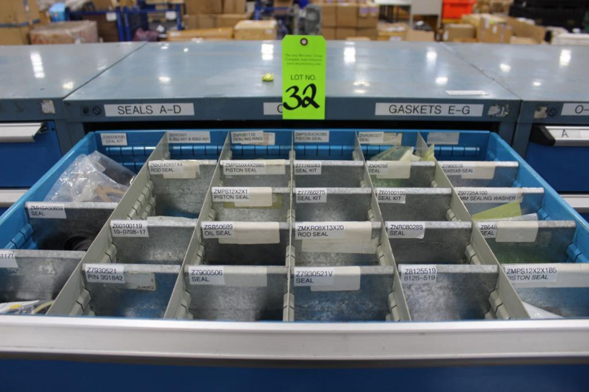 Rousseau 7-Drawer Cabinet with Contents- Seals, Conveyor Rollers, Belts ...