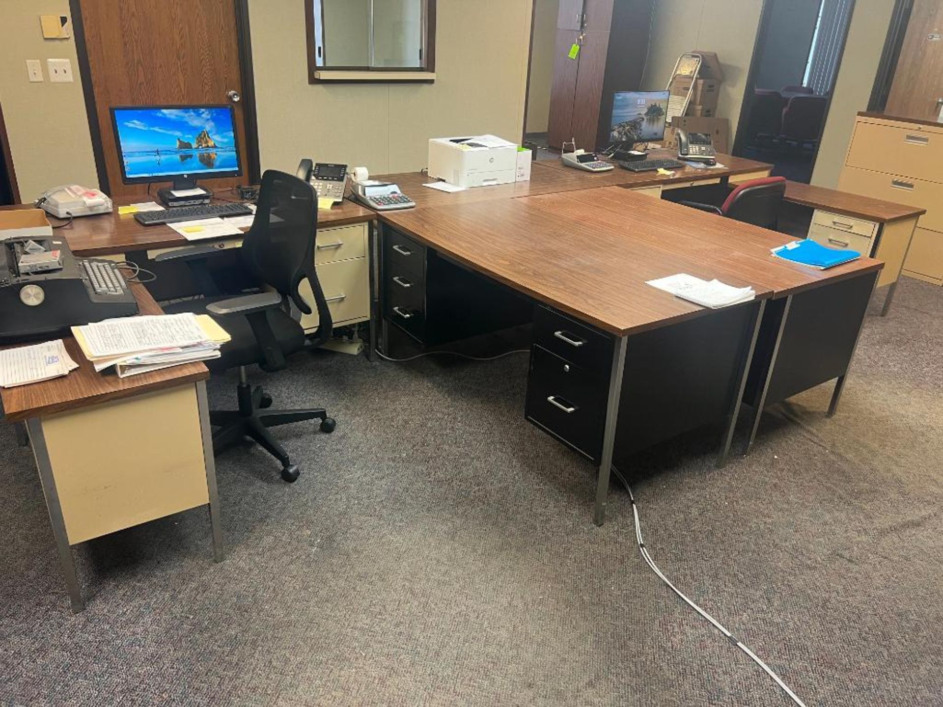 Includes: Desks, Tables, File Cabinets, Pc's, Chairs, IBM Typewriter ...