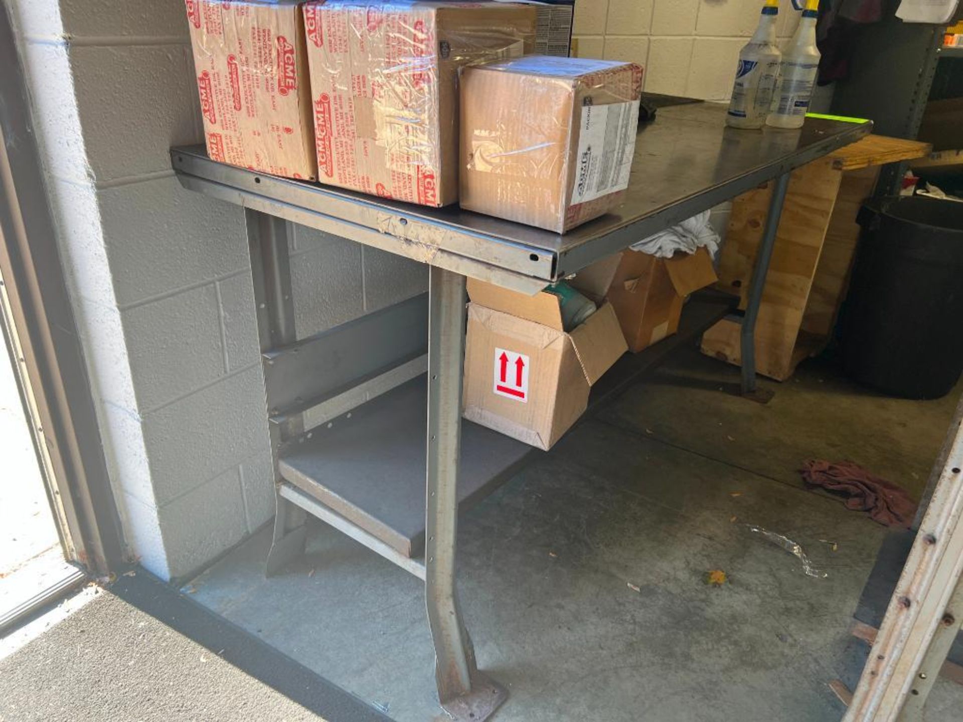 Shop Table With 30"X60" Metal Top. No Contents