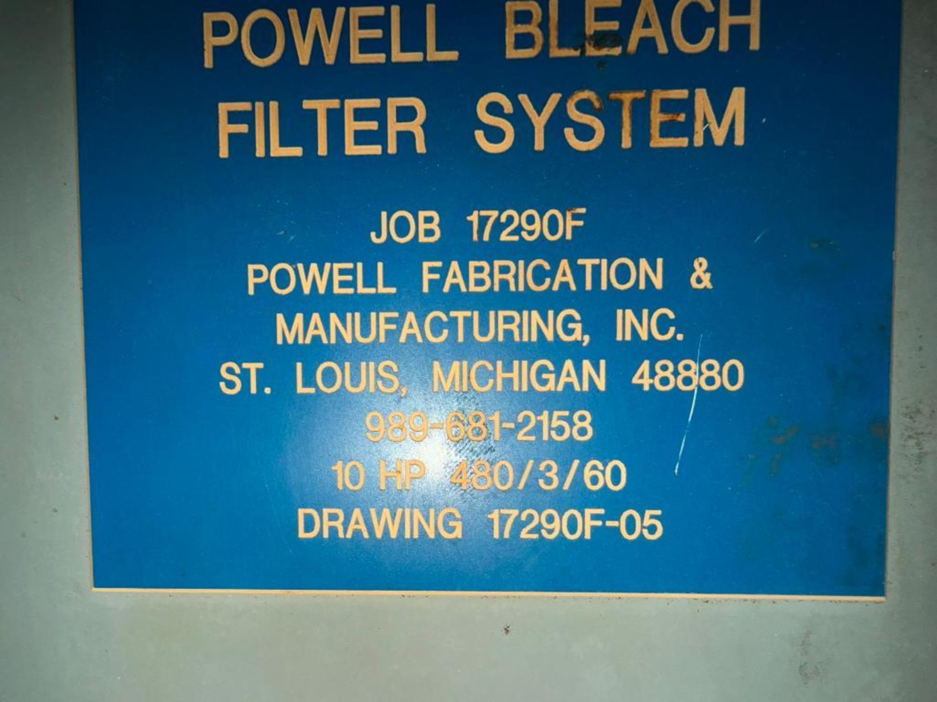 Powell Bleach Filtration System, 480V