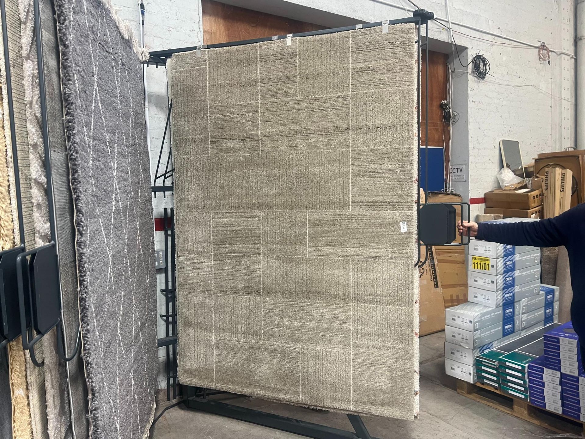 CARPETRIGHT WITLEY BEIGE TILE SHORT PILE FLOOR RUG - 160 X 230CM