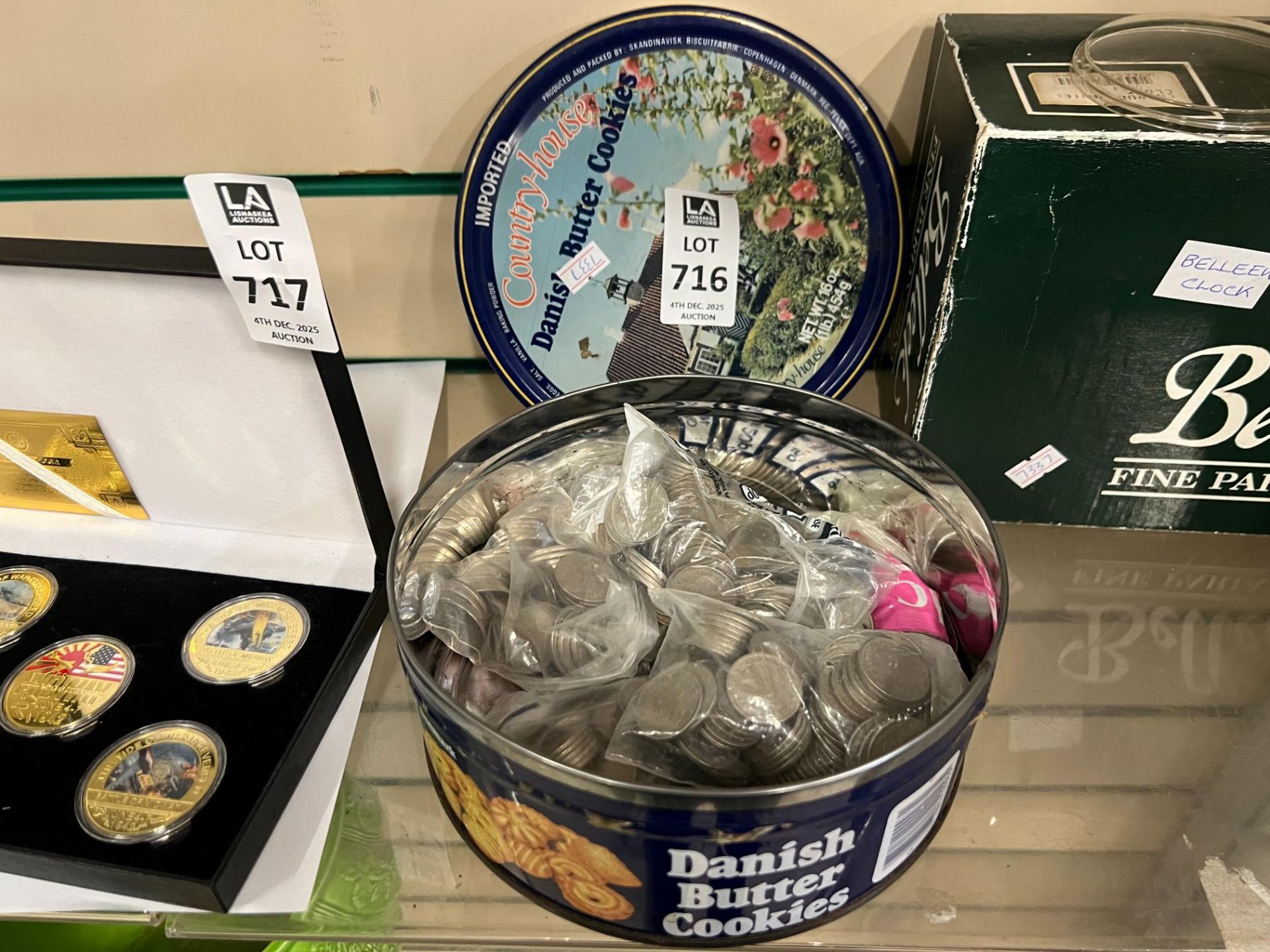 TIN OF BAGS OF MIXED OLD COINS
