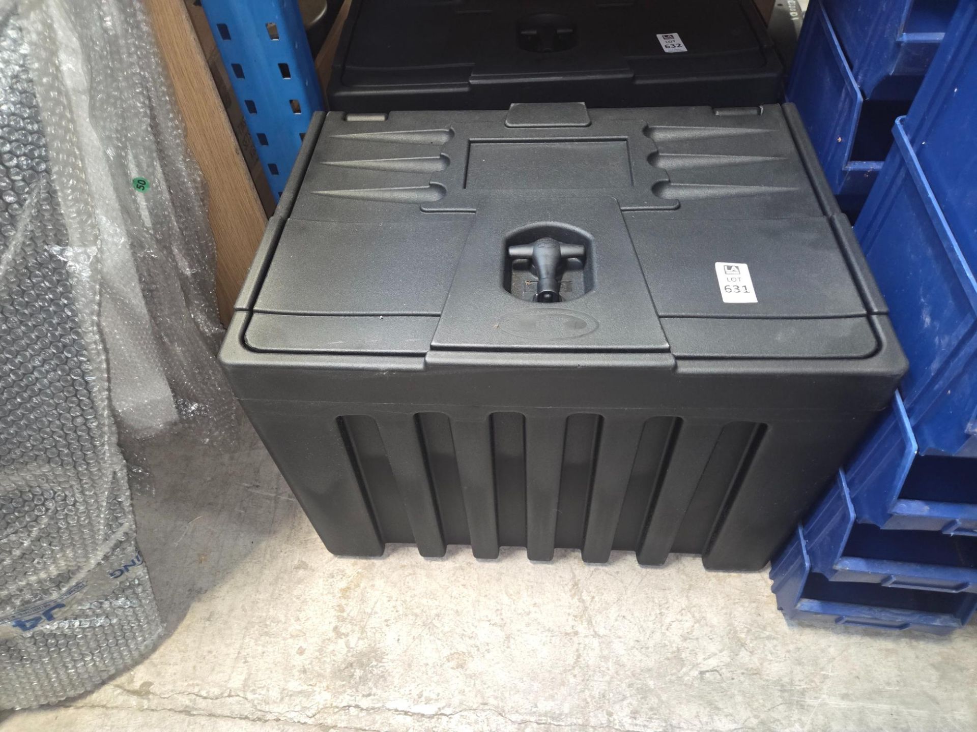 LOCKABLE BLACK PLASTIC HGV STRAP STORAGE BOX WITH KEY