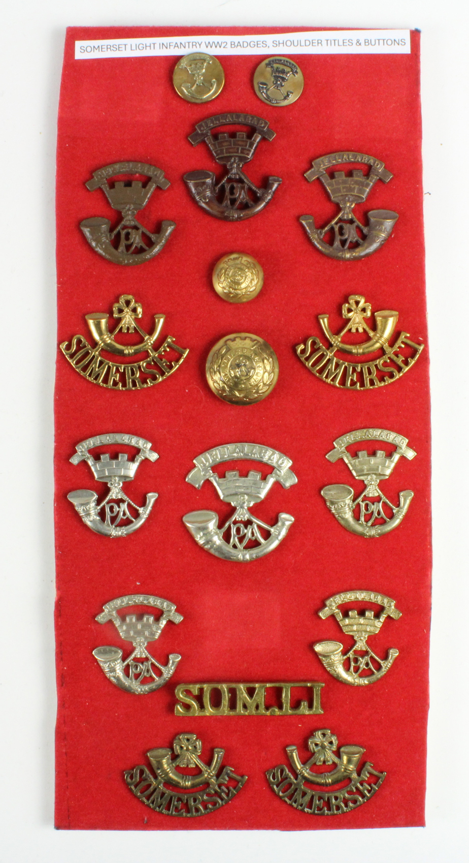 SOMERSET LIGHT INFANTRY WW2 Metal Cap badges, Collar Badges, Shoulder ...