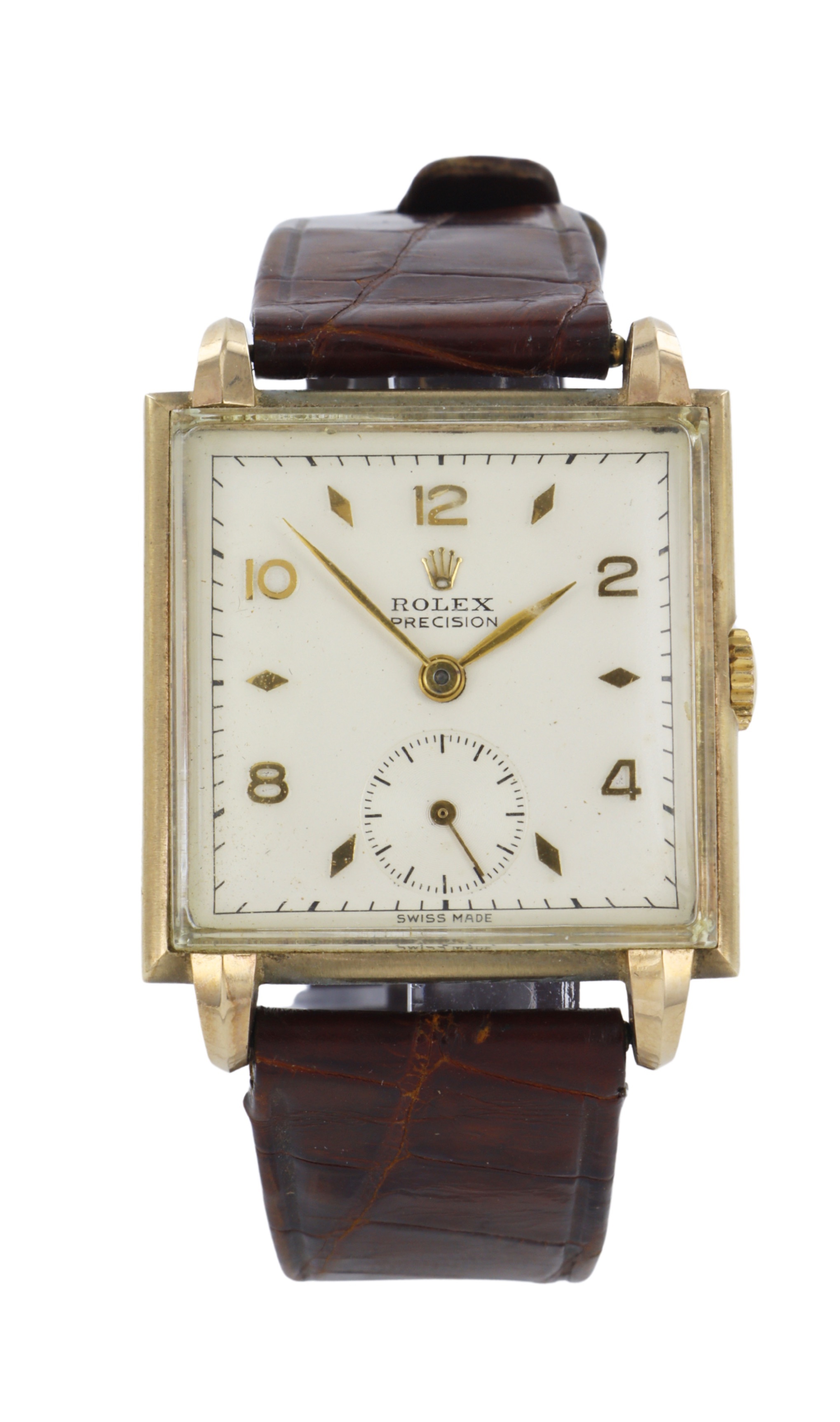 Rolex Precision 9ct square shaped manual wind wristwatch, ref. 4330 ...