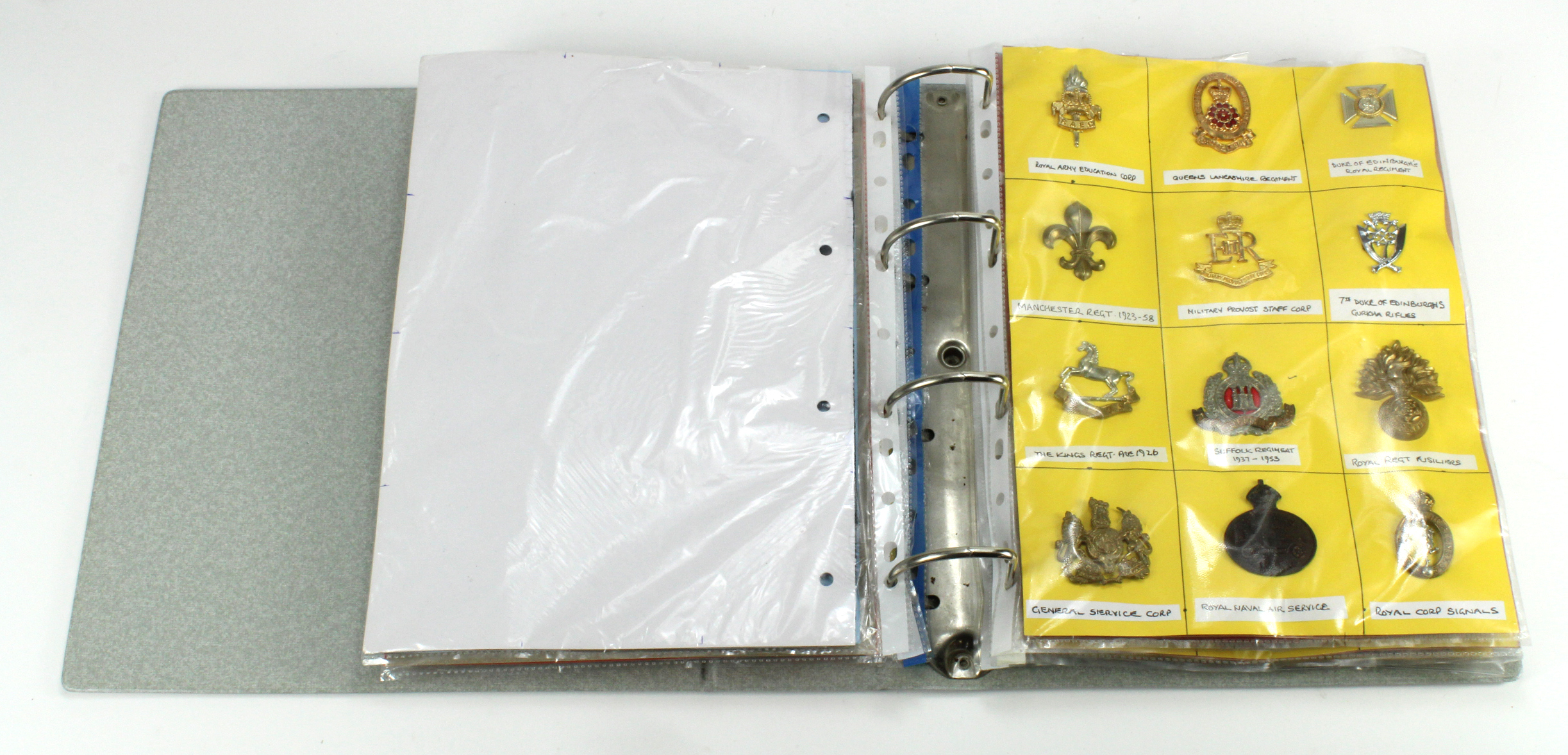 Cap badges - single owner collection, unpicked, mounted on cards in ...