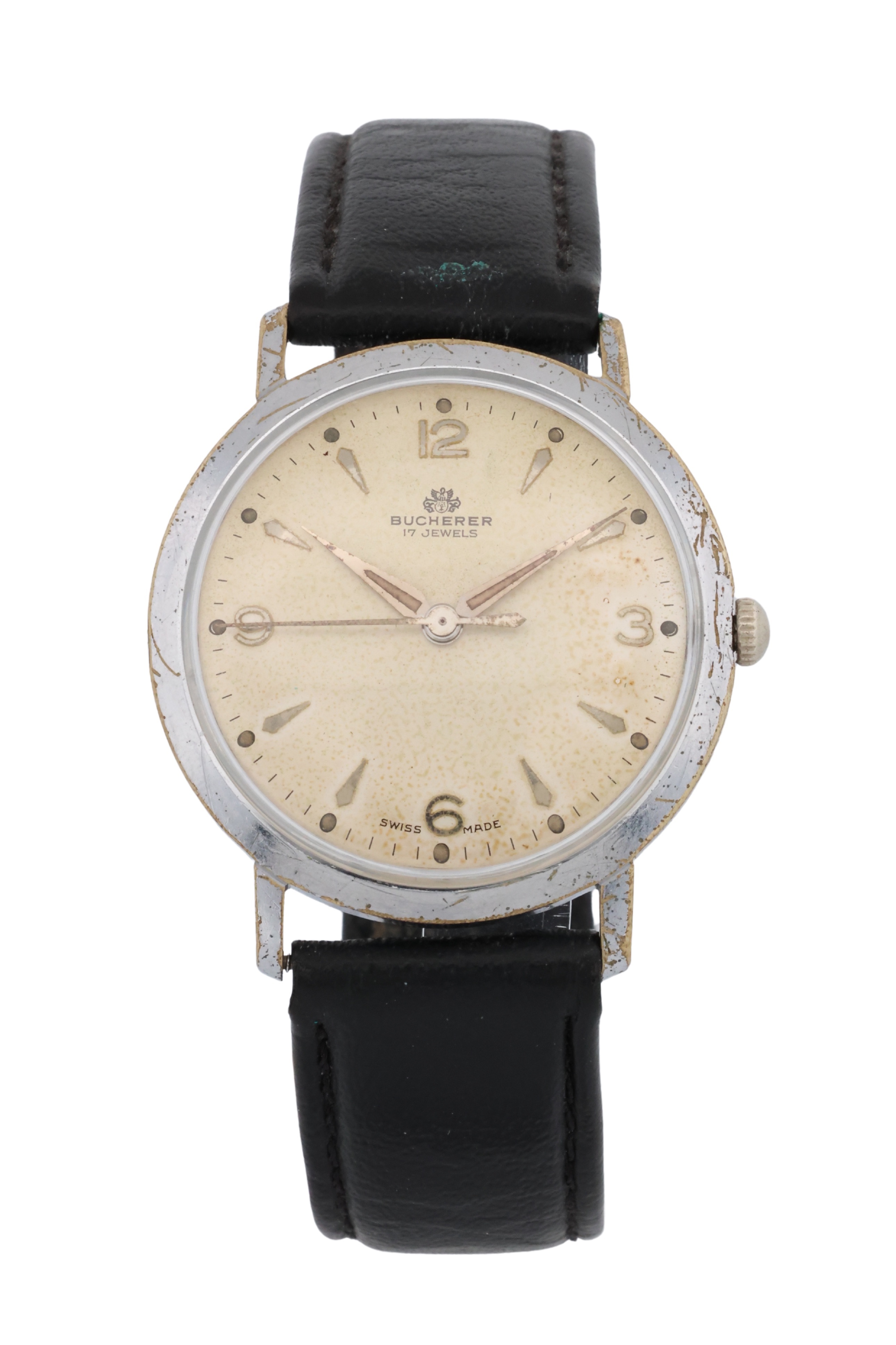 Bucherer, stainless steel, case no. 31312, circa 1960s. The silvered ...