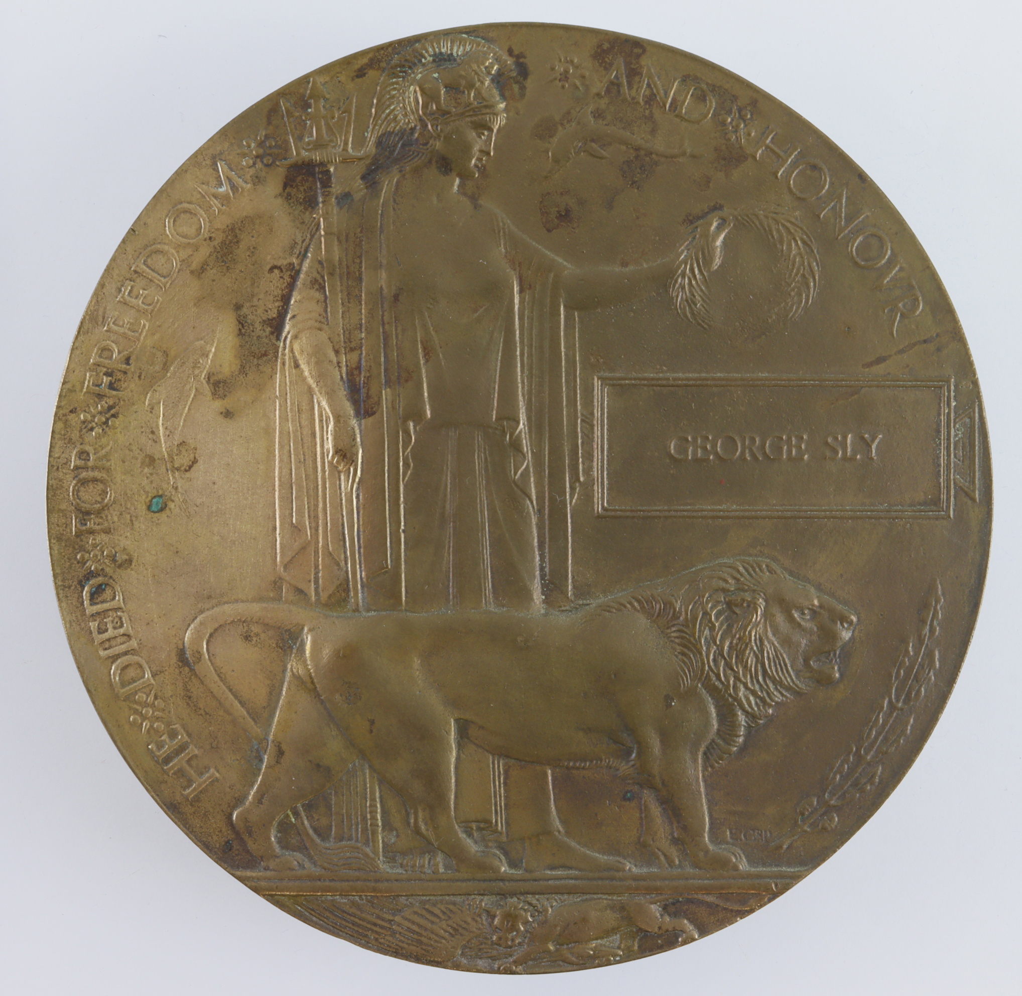 Death Plaque for (3/5205 L.Cpl George Sly 1/Hampshire Regt) Killed in ...