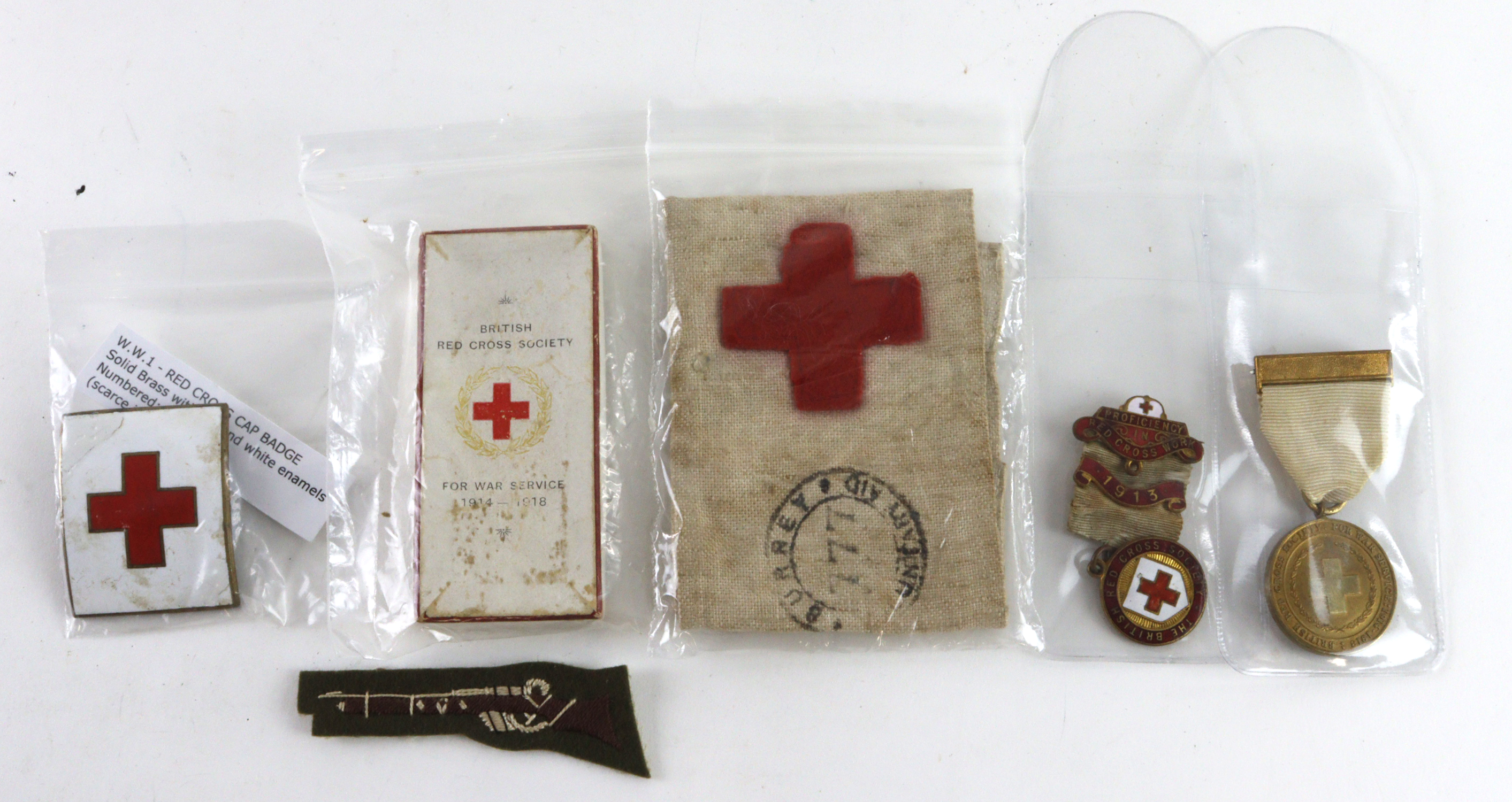 British Red Cross WW1 medals & badges + Buckle + '777 Surrey Unitary ...