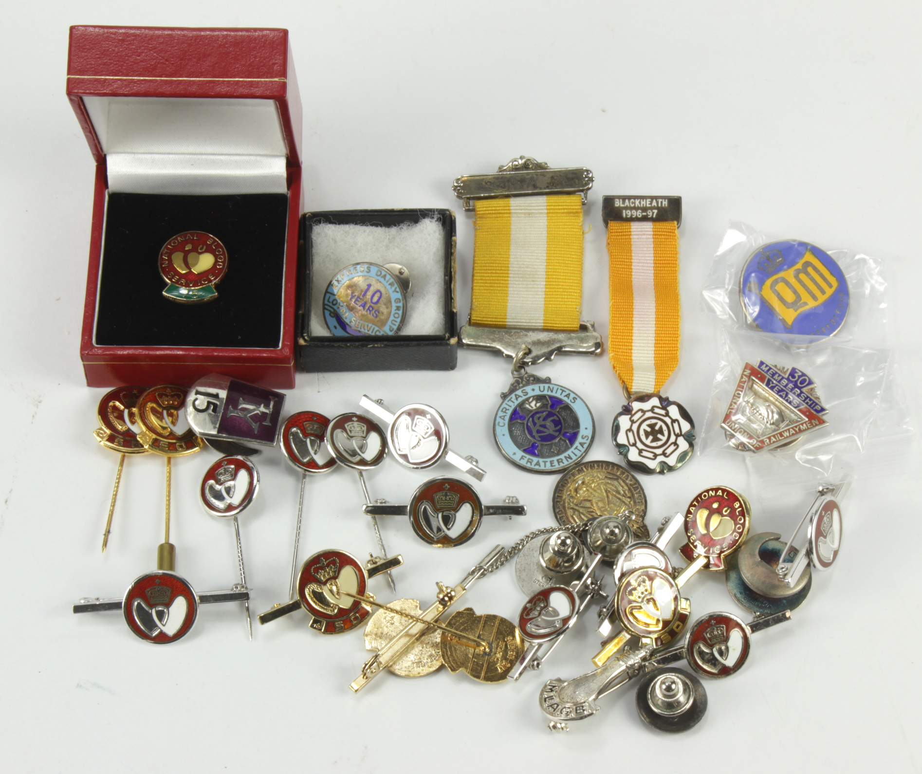 Badges & Pins (30) including hallmarked silver.