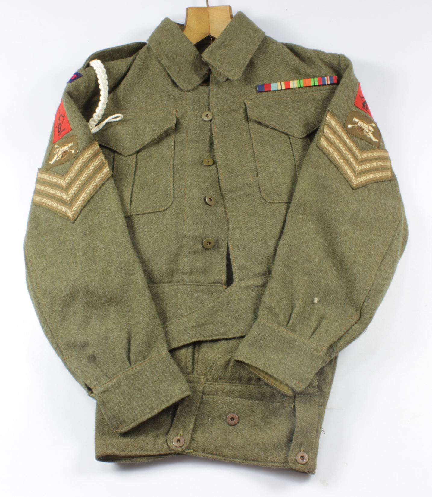 WW2 1944 dated Canadian made battledress blouse and trousers to a Sgt ...