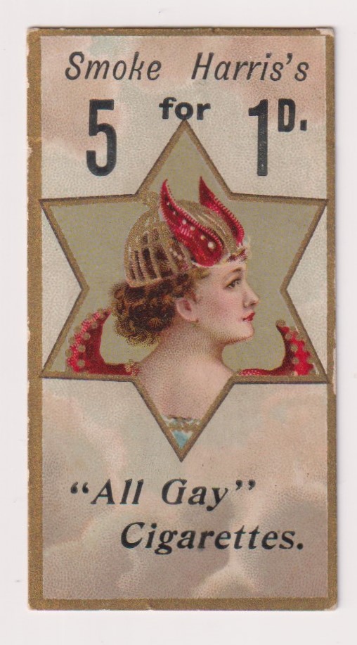 Cigarette card, Harris, Star Girls, type card, horizontal back ...