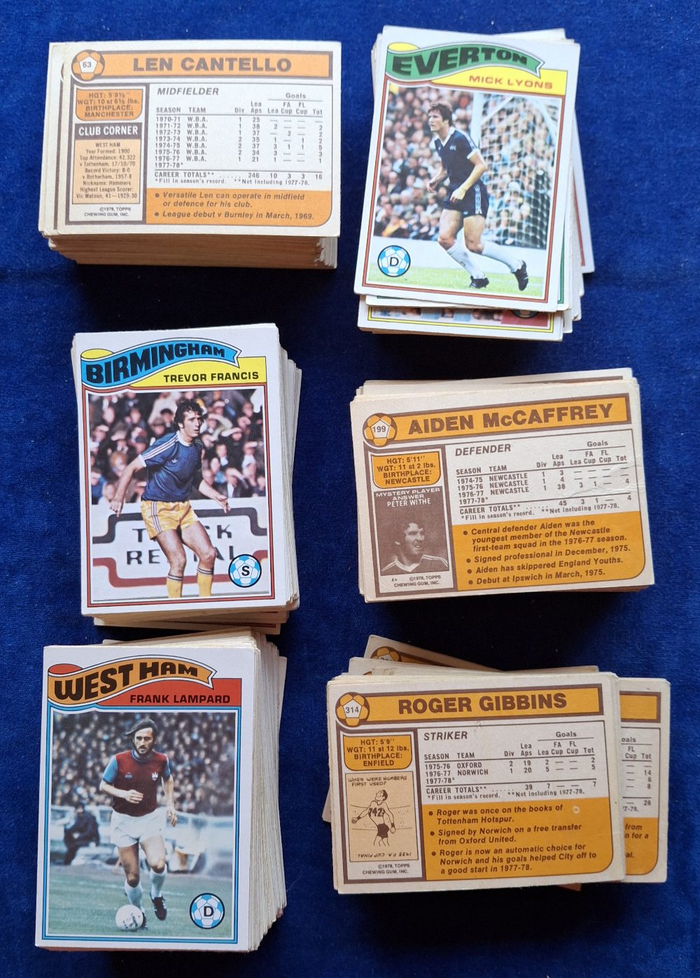 Trade cards, Topps, Footballers Orange backs 1978 (set 396 cards ...
