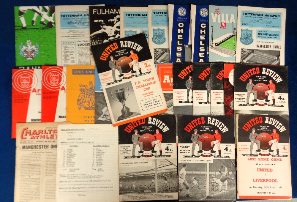 Football programmes, Manchester United, a collection of 27 home & away ...