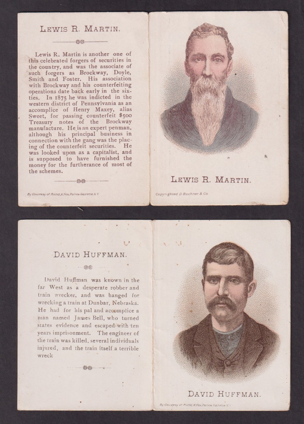 Cigarette cards, USA, Buchner, Defenders & Offenders, 'P' size (Back in ...